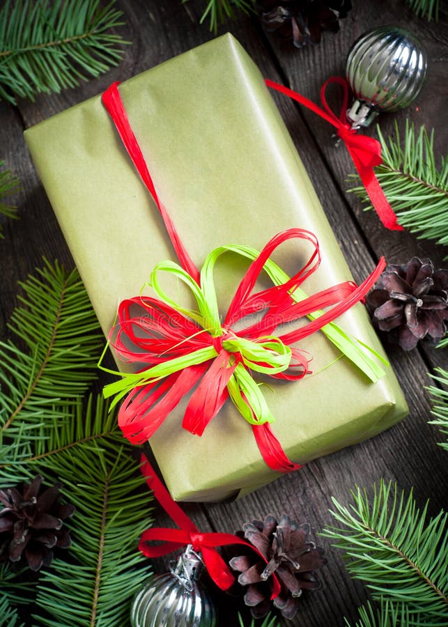 Christmas present stock image. Image of celebration, ribbon - 61074613