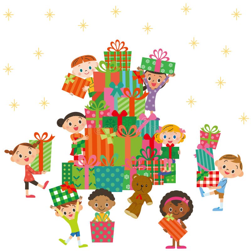 Christmas children present stock vector. Illustration of event - 47413351