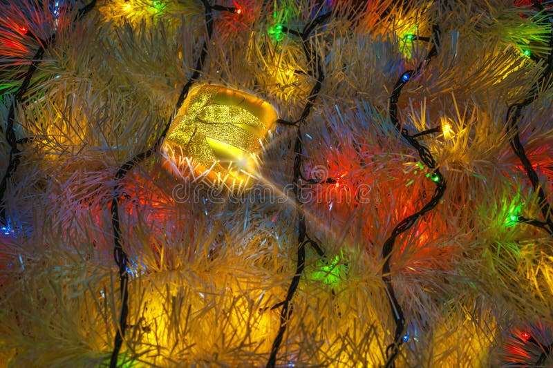 Christmas Present and Color Garland Stock Photo - Image of multicolor ...