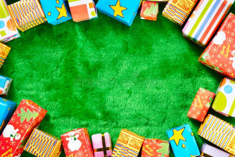 Christmas present on green stock photo. Image of life - 21769562