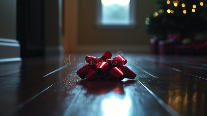 Christmas Present with Red Bow on Side Stock Illustration ...