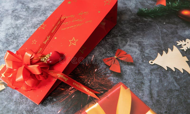 Christmas Present in a Red Gift Box Editorial Photography - Image of ...