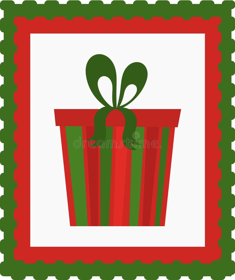 Christmas present stamp stock vector. Illustration of striped - 34499965