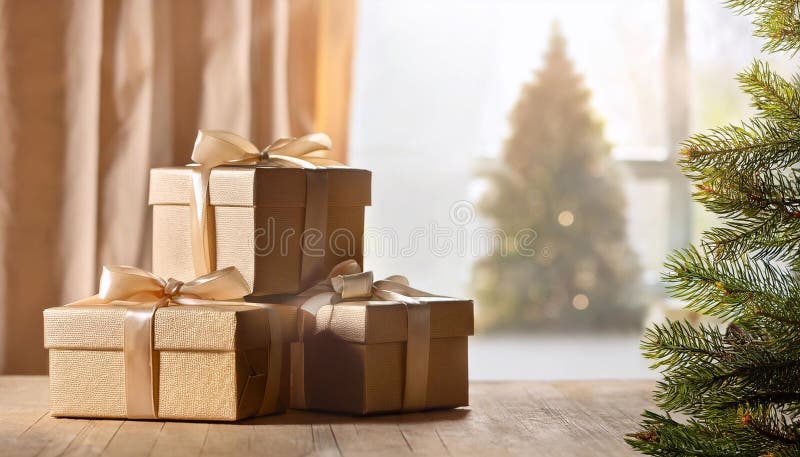 Christmas Present on the Table Stock Illustration - Illustration of ...
