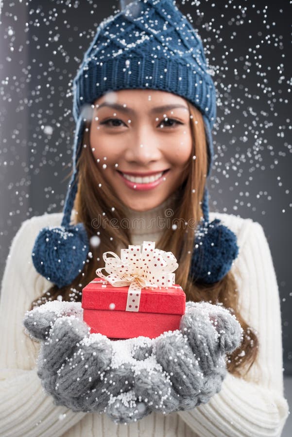 Christmas present stock photo. Image of cheerful, person - 37041862