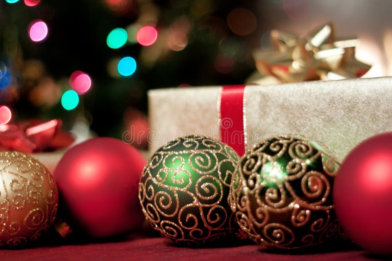 Christmas Presents and Baubles Stock Image - Image of bauble, present ...