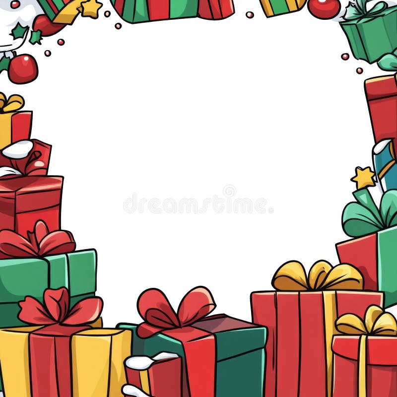 Christmas presents border stock image. Illustration of frame - 335329165