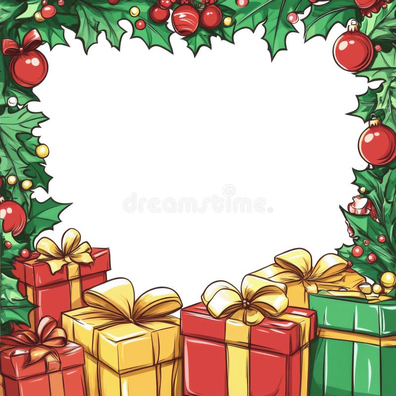Christmas Presents Frame Border Stock Photo - Illustration of presents ...