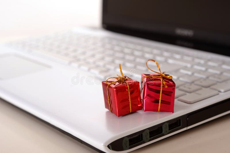 Christmas Presents on Computer Keyboard Stock Image - Image of sale ...