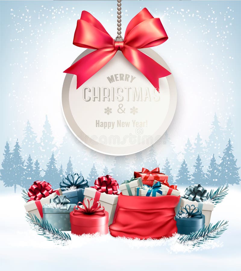 Christmas Presents with a Gift Card and a Ribbon. Stock Vector ...