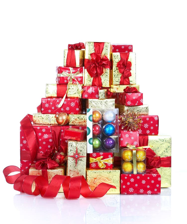 Colorful Stack of Christmas Presents Stock Image - Image of wrapped ...