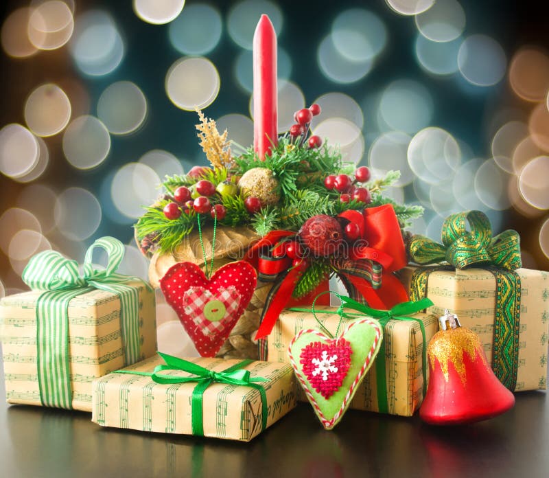 Christmas Presents with Handmade Decoration Stock Image - Image of ...
