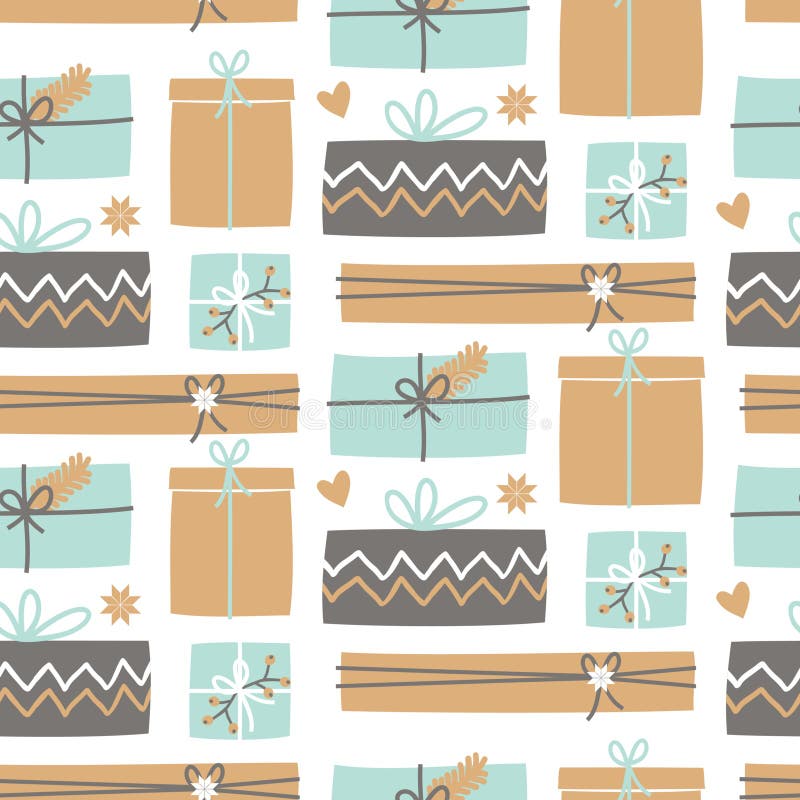 Christmas Presents Pattern stock vector. Illustration of brown - 80978146