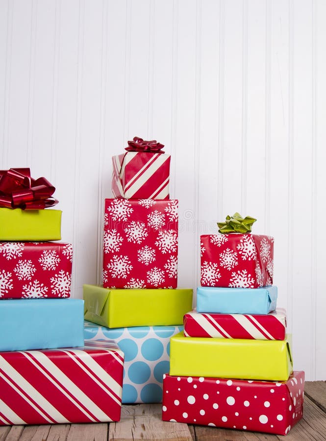 Christmas presents stacked stock image. Image of shopping - 34985455