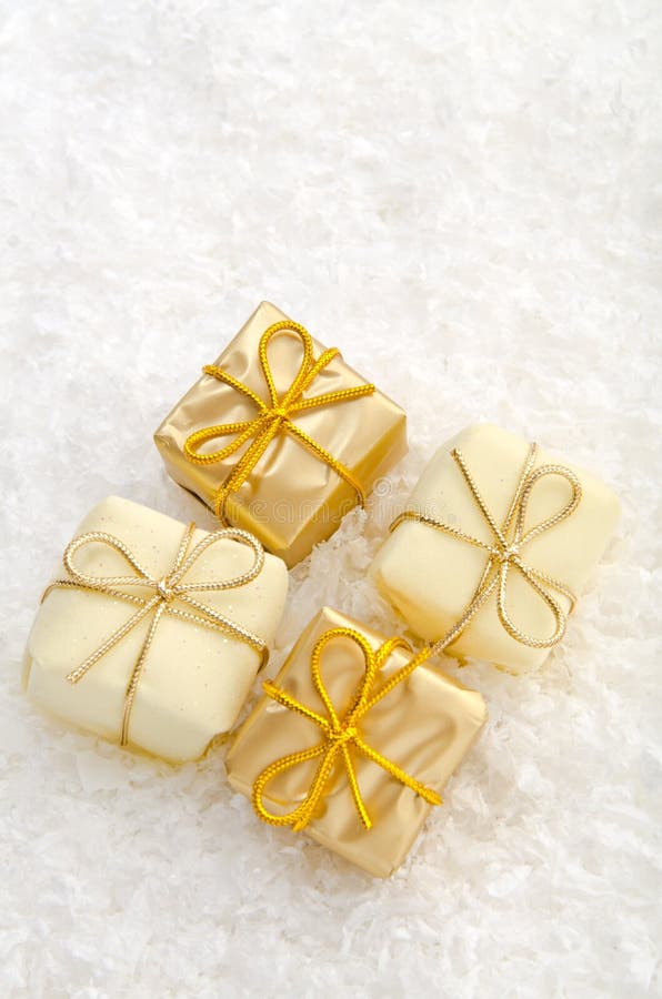 Christmas presents in snow stock photo. Image of snowflake - 19859206