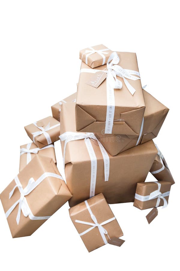 Christmas Presents on White Background Stock Photo - Image of presents ...