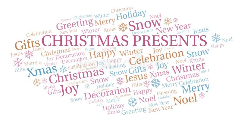 Christmas Presents Word Cloud Stock Illustration - Illustration of ...