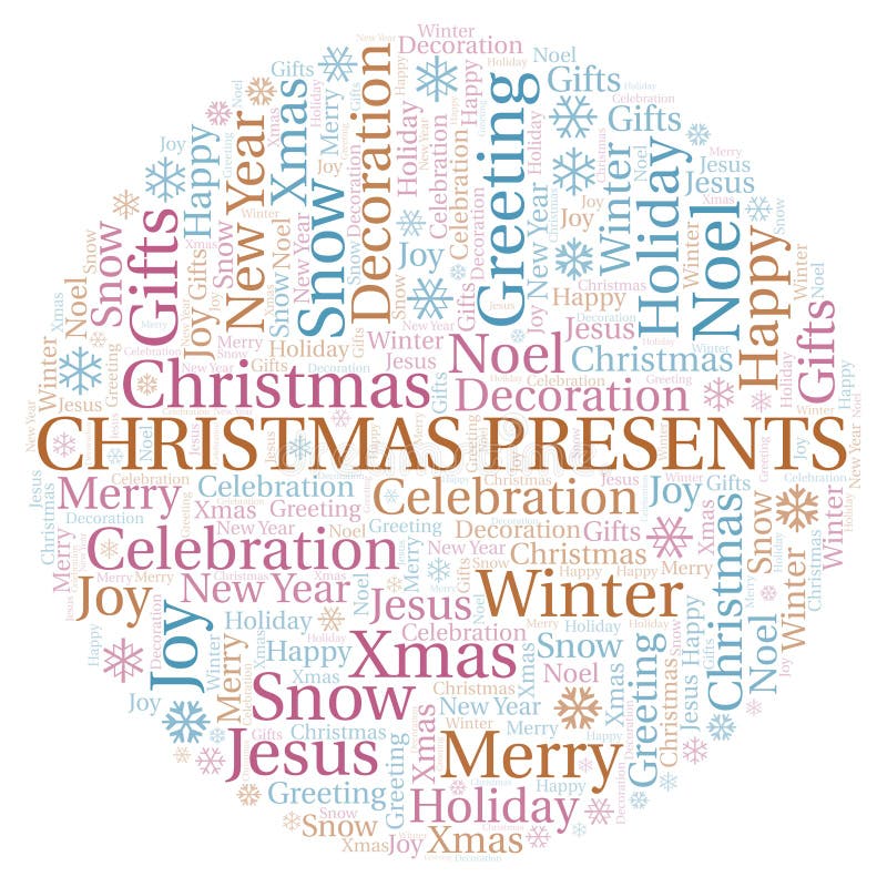 Christmas Presents Word Cloud Stock Illustration - Illustration of ...