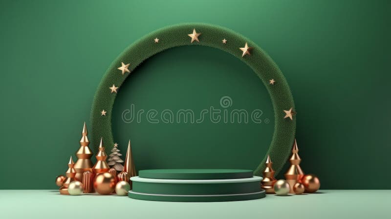 Christmas Product Display Podium with Festive Decorations Stock Image ...