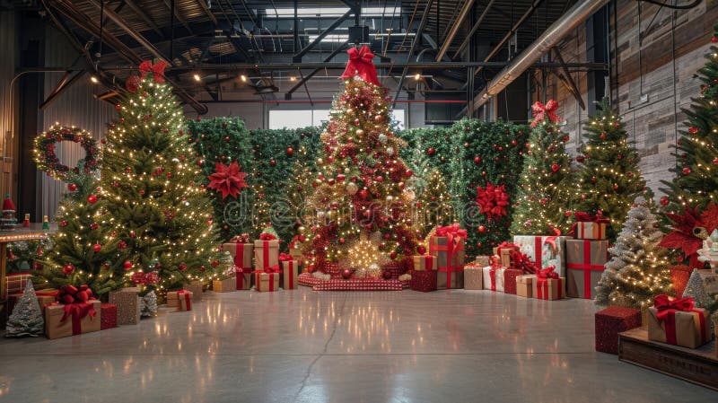 Christmas Props Arranged Around a Large Open Area Stock Illustration ...