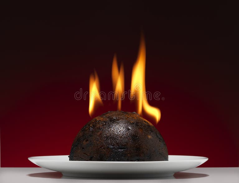 Christmas Pudding stock photo. Image of christmas, fire - 46669484
