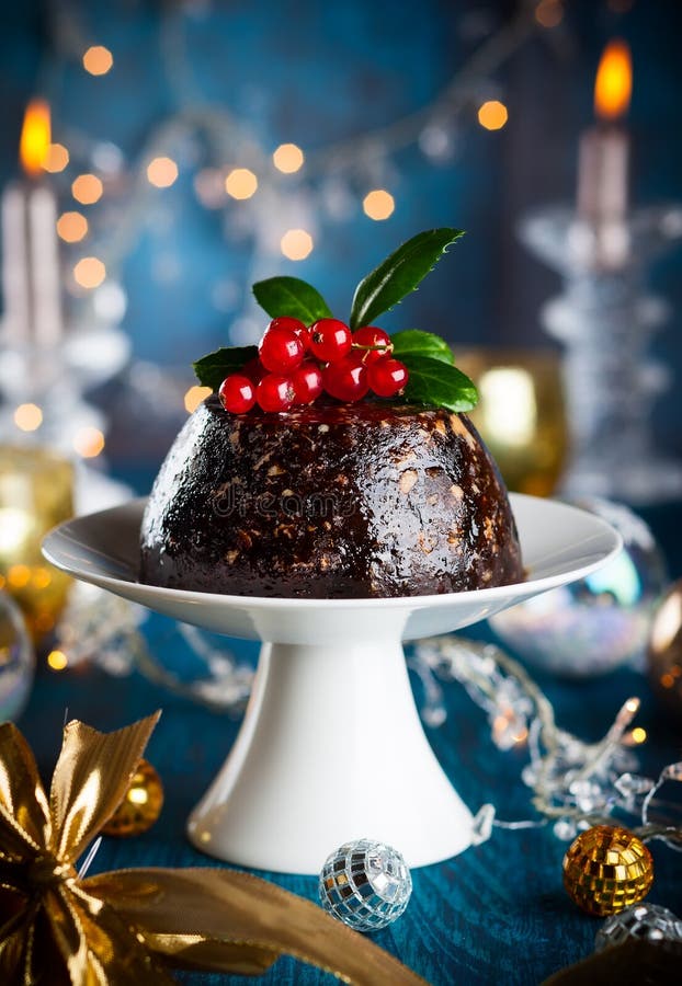 Christmas pudding stock image. Image of blue, decor, dinner - 78464667