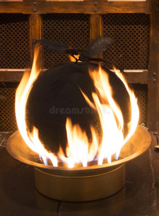 Christmas Pudding on fire stock image. Image of pudding - 81037357