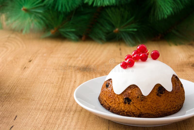 Christmas Pudding on Wooden Table Stock Image - Image of december ...