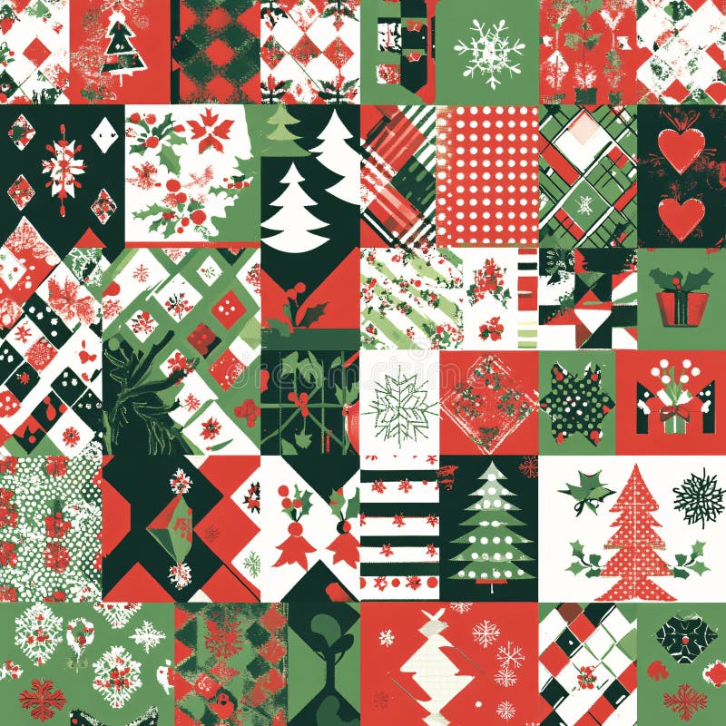 Christmas Quilt Patchwork Design Seamless Pattern High Quality Image ...