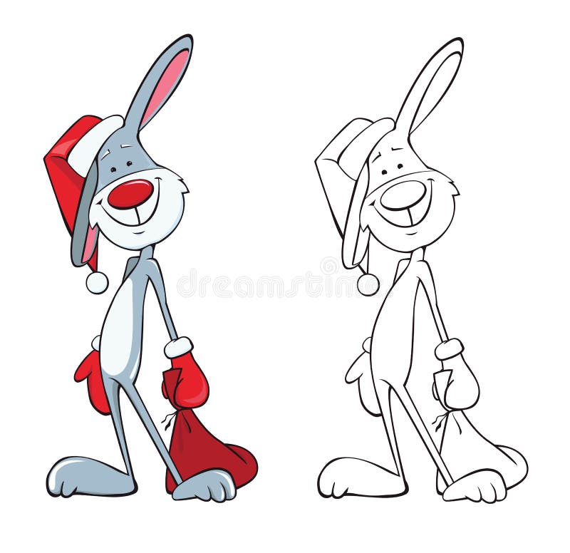Christmas Rabbit Coloring Book for Kids Stock Vector - Illustration of ...