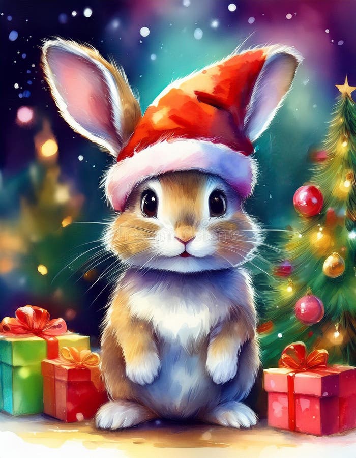 Christmas rabbit cartoon stock image. Image of decoration - 341044205