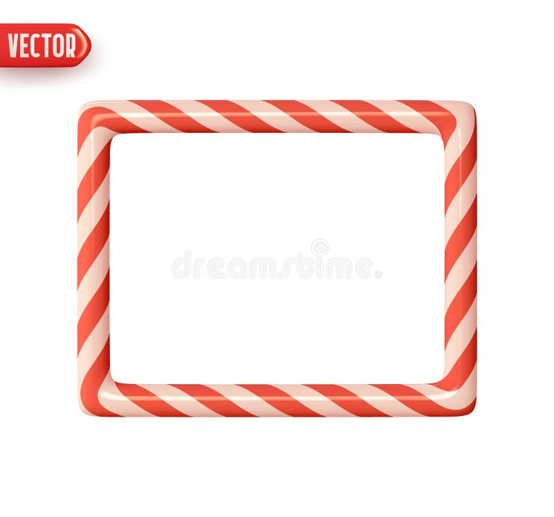 Christmas Rectangular Frame from Candy Cane. Red White Straight Lines ...