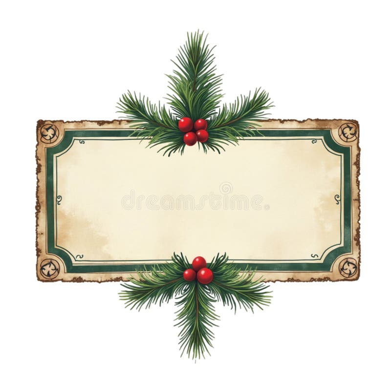 A Christmas Rectangular Frame with Holly Leaves and Berries ...
