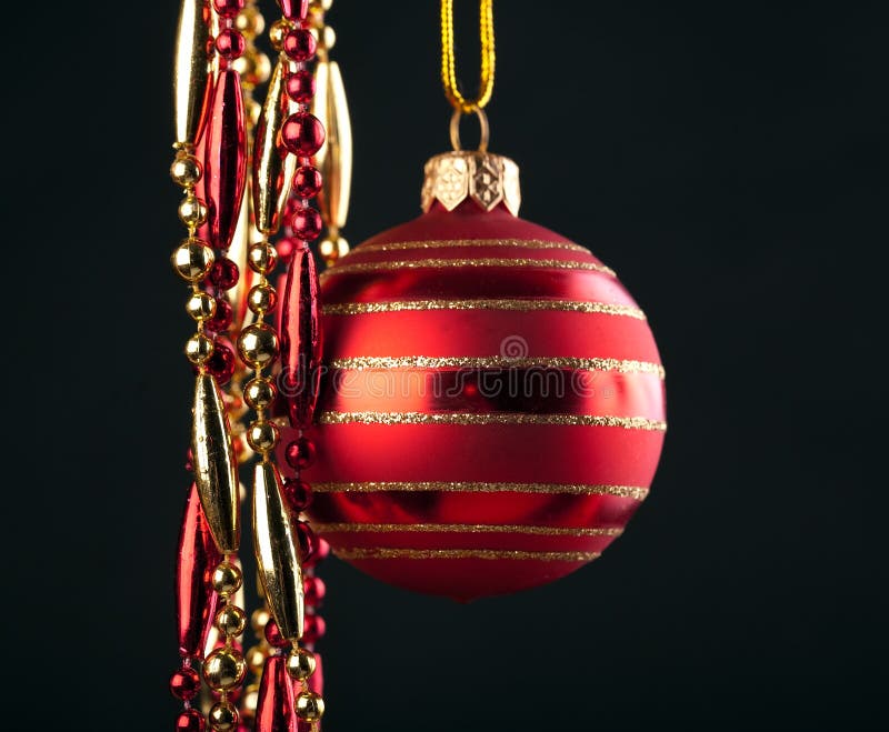 Christmas red ball stock image. Image of leaves, baubles - 17417429