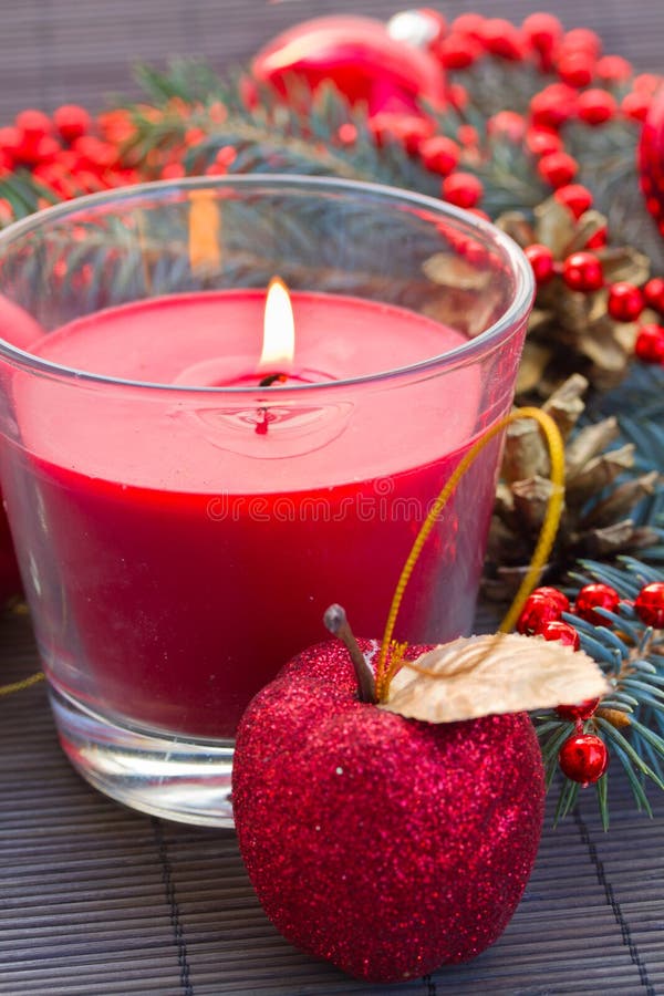 Christmas red candle stock image. Image of party, apple - 34717087