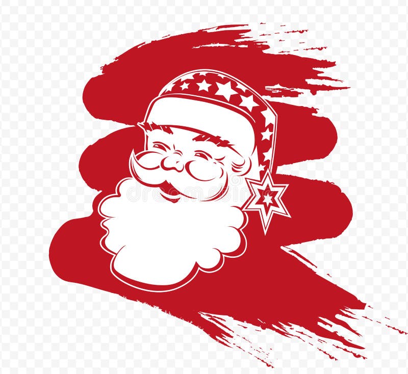 Christmas Red Composition with Santa Claus Face Silhouette Stock Vector ...