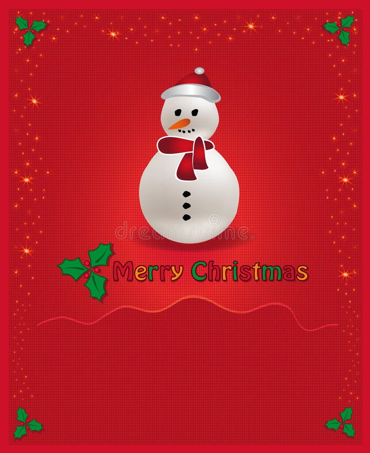 Christmas Red Congratulations Card Snowman Stock Vector - Illustration ...