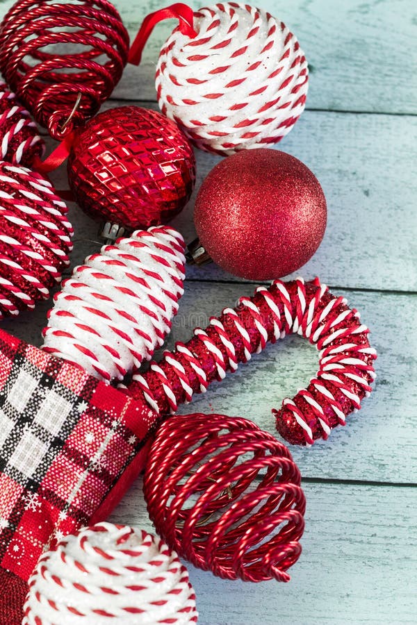 Christmas Red Decorations are Sticking Out of the Christmas Stocking ...