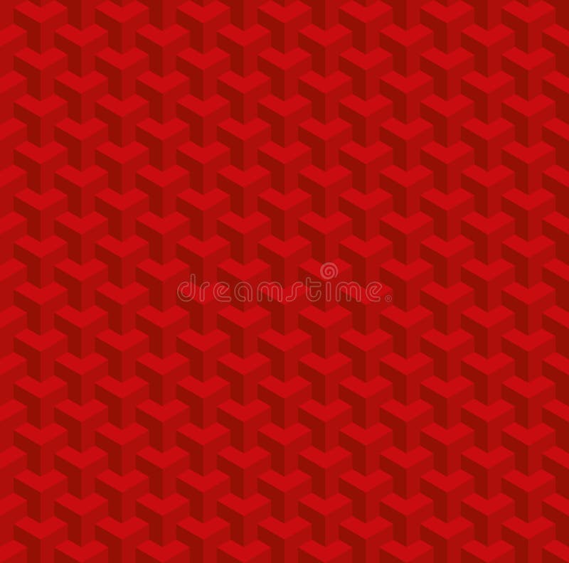 Christmas Red Isometric Seamless Pattern. 3D Optical Illusion Stock ...