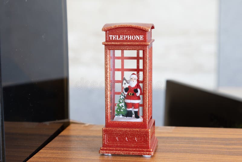 Christmas red phone box stock image. Image of decoration - 264802325