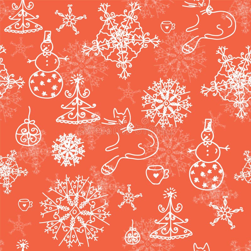 Cute Christmas Pattern Retro Red Stock Vector - Illustration of retro ...