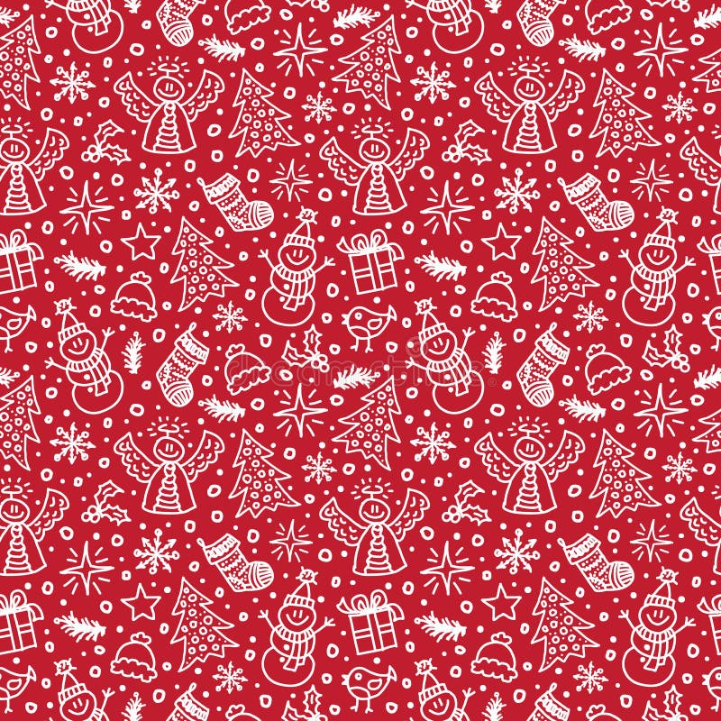 Christmas Red Seamless Pattern. Vector Stock Vector - Illustration of ...