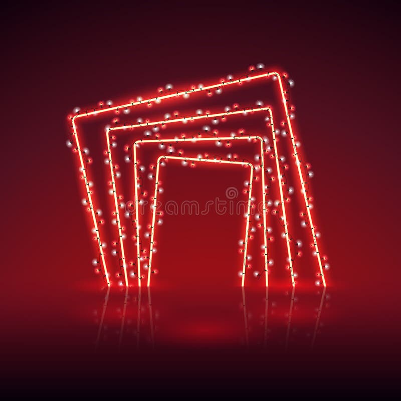 Christmas Red Square Glowing Frames Stock Vector - Illustration of ...
