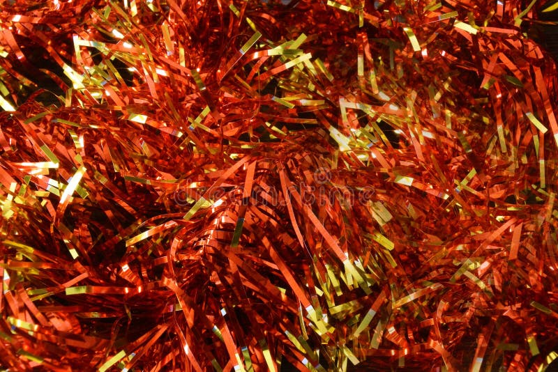 Christmas Red Tinsel Closeup Stock Photo - Image of shiny, christmas ...
