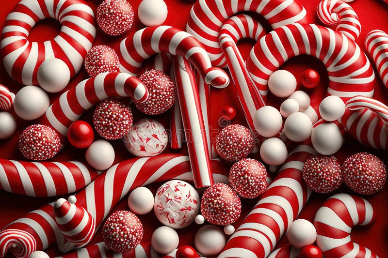 Christmas Red and White Mini Candy Canes Stock Illustration ...