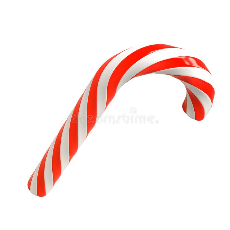 Christmas Red White Twisted Candy Cane Caramel - 3d Illustration Stock ...