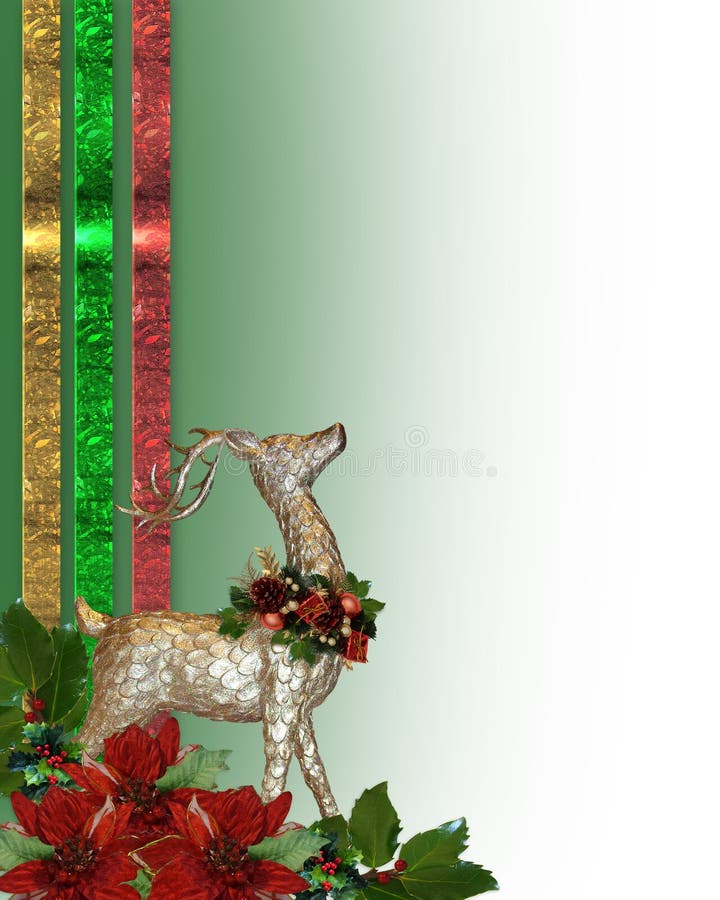 Christmas reindeer border stock illustration. Illustration of flowers ...