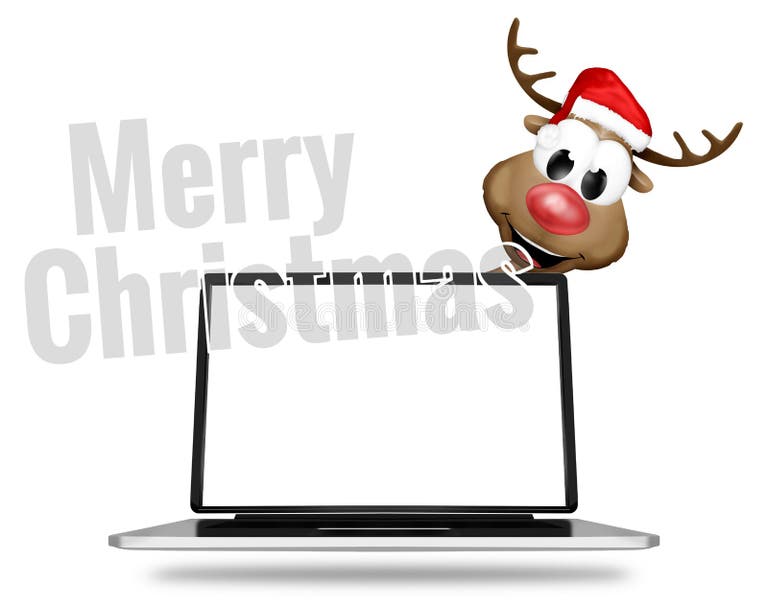 Christmas Reindeer Computer Stock Illustration - Illustration of ...