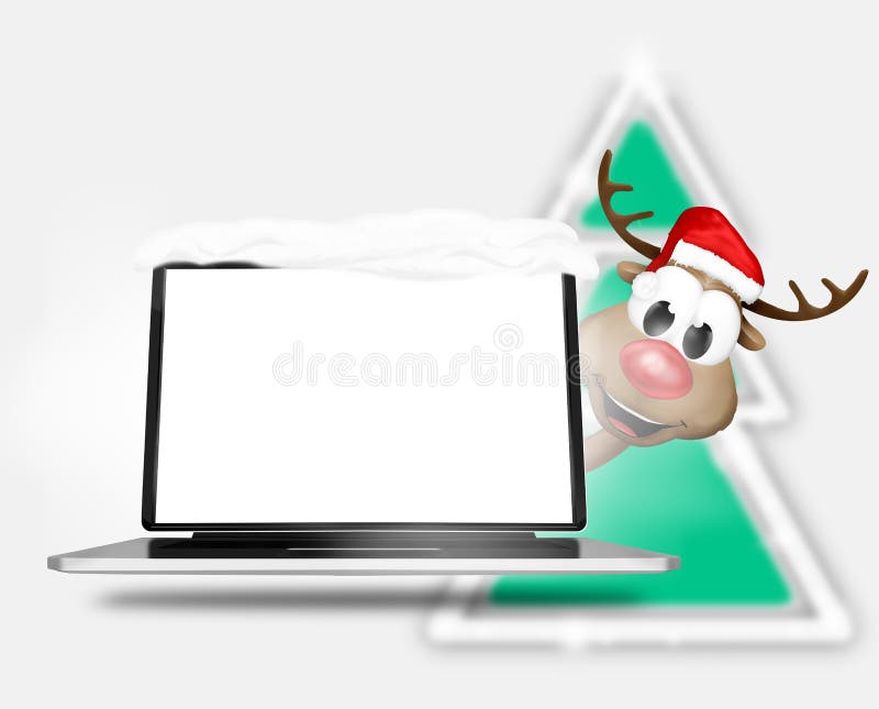Reindeer Computer Shopping Cart Stock Illustration - Illustration of ...
