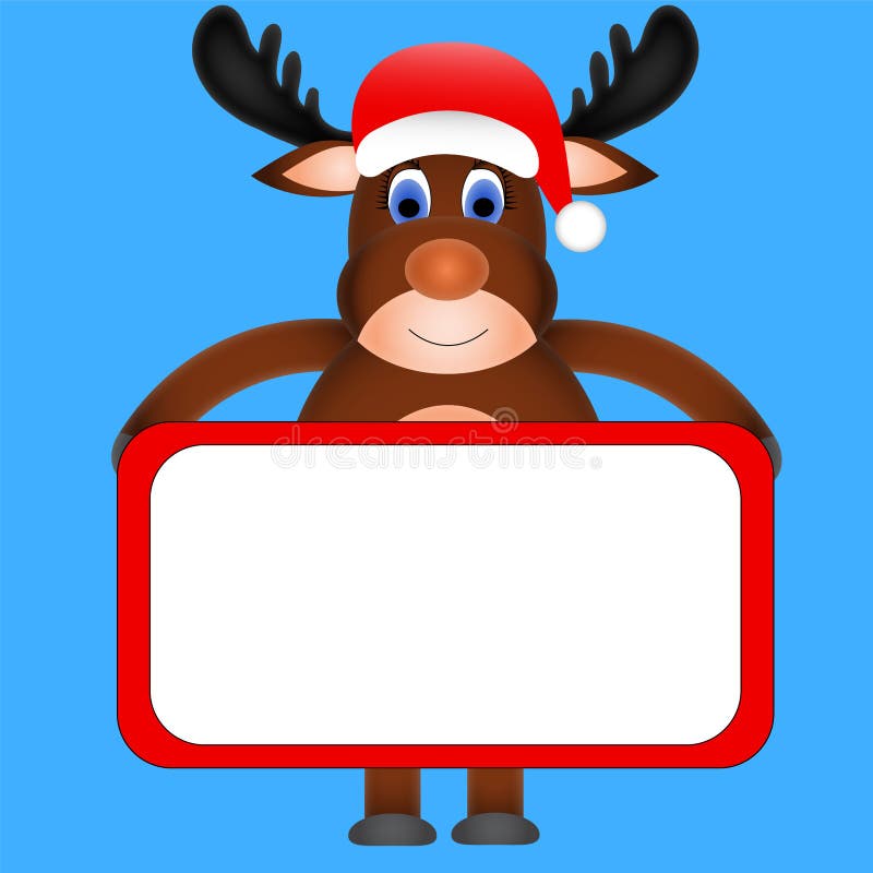 Christmas Reindeer Holding a White Sign Stock Vector - Illustration of ...